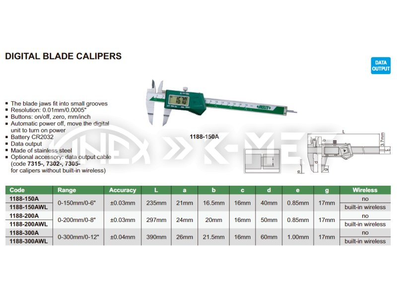 Digital Blade Caliper INSIZE 0-150mm/0,01mm/INSIZE 0-6" (1188-150A ...